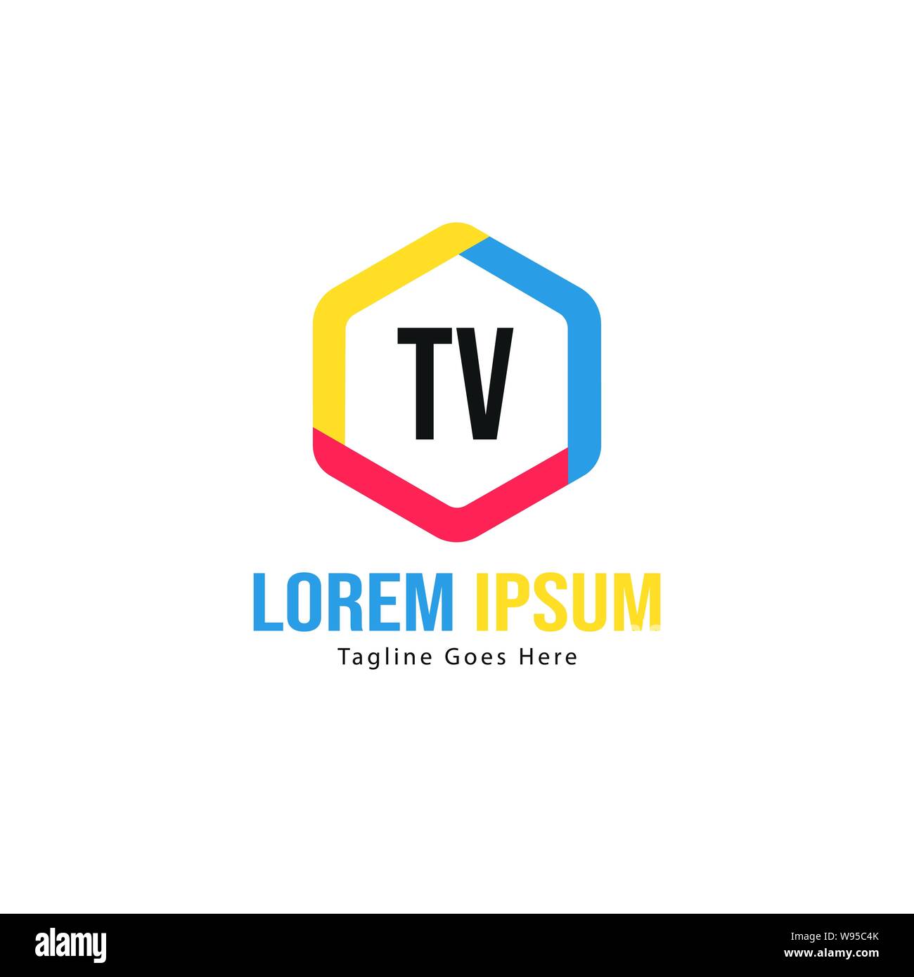 Initial TV logo template with modern frame. Minimalist TV letter logo ...