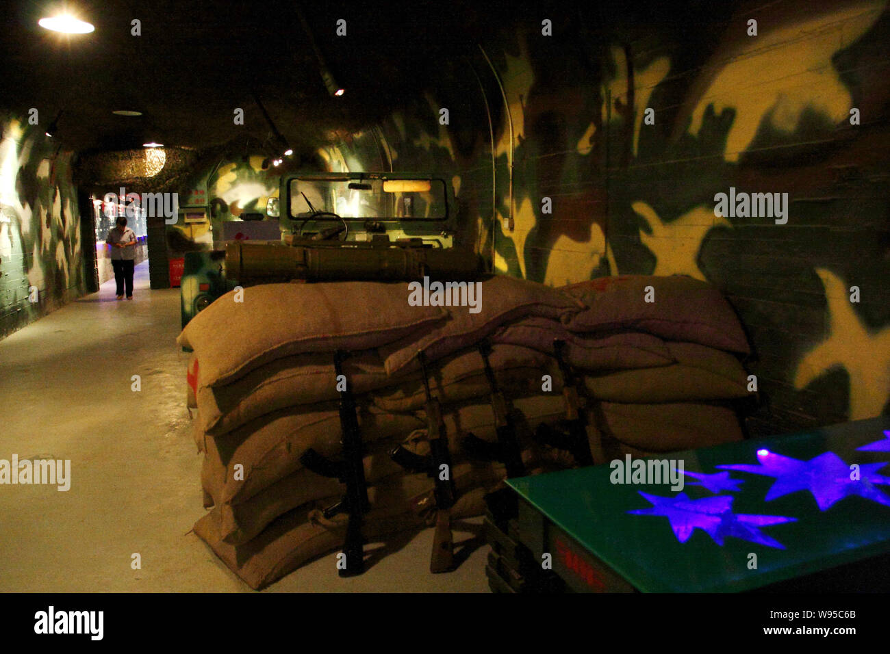 Interior of a military-themed bar, which was the former headquarters of ...