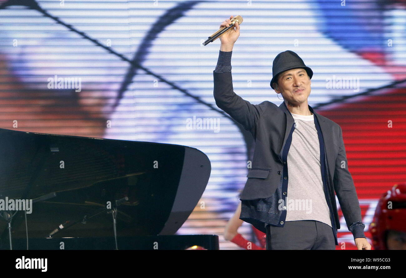 Hong Kong singer Jacky Cheung performs during a ceremony by Coca-Cola ...