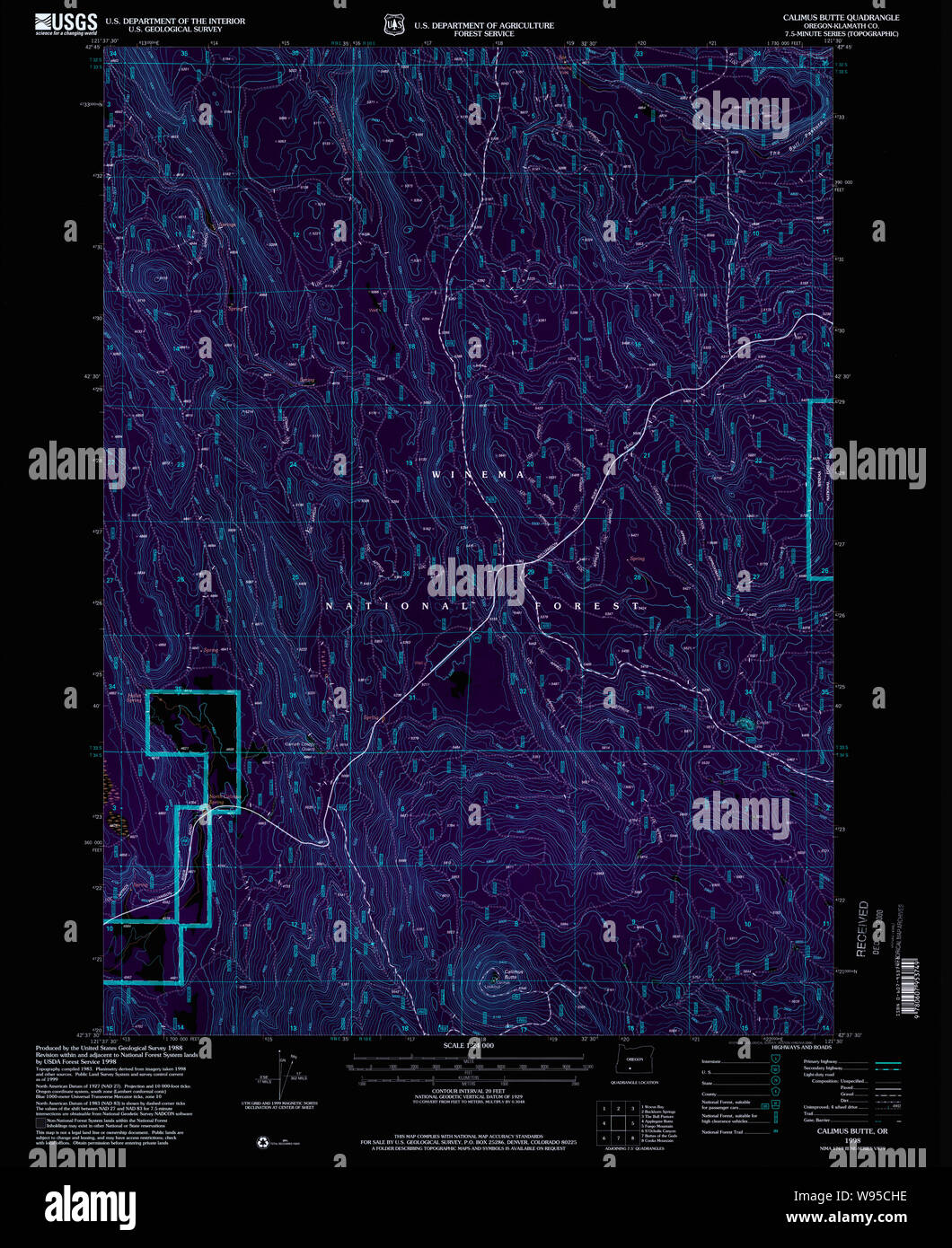 USGS Topo Map Oregon Calimus Butte 279240 1998 24000 Inverted ...