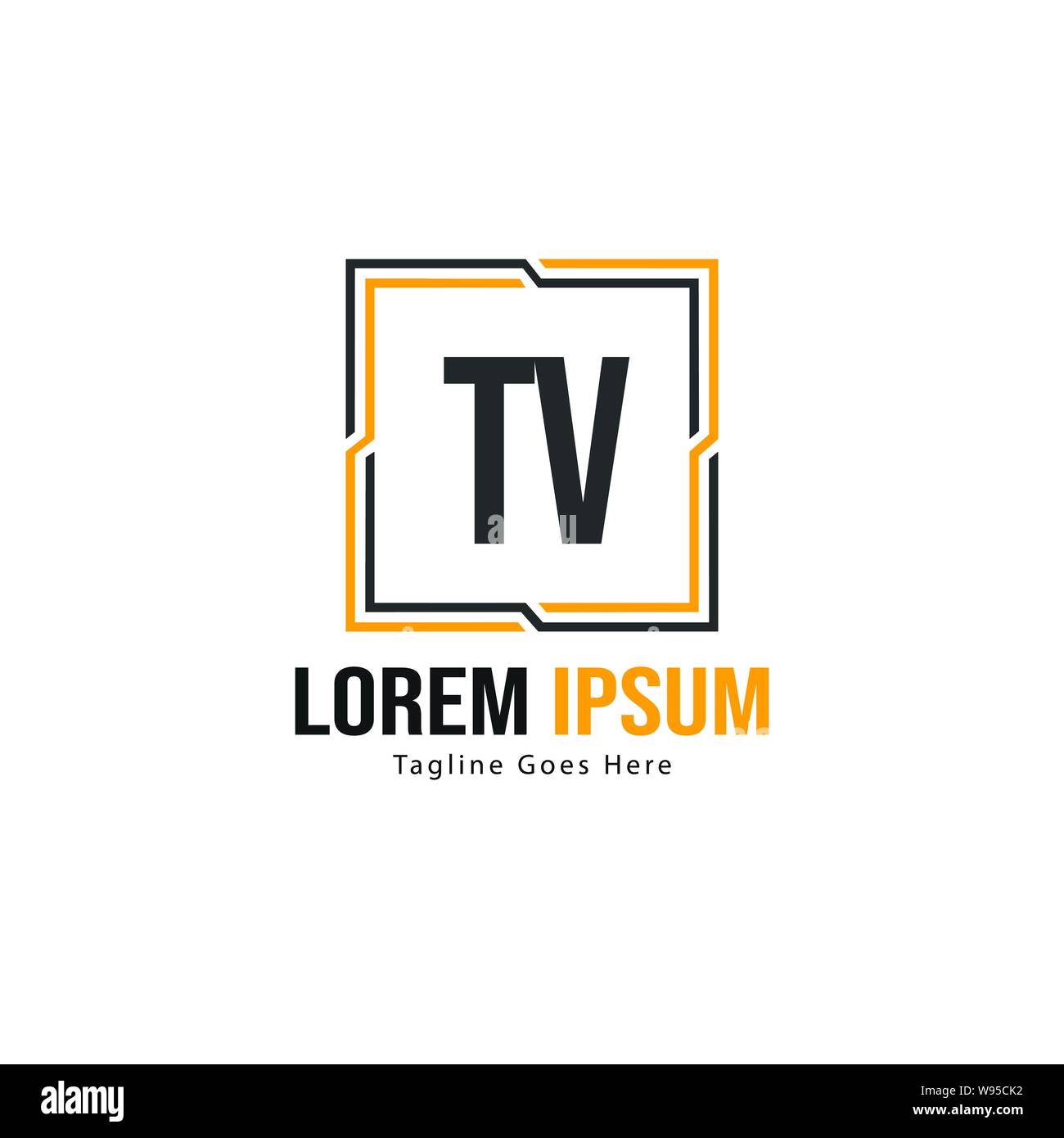 Initial TV logo template with modern frame. Minimalist TV letter logo ...