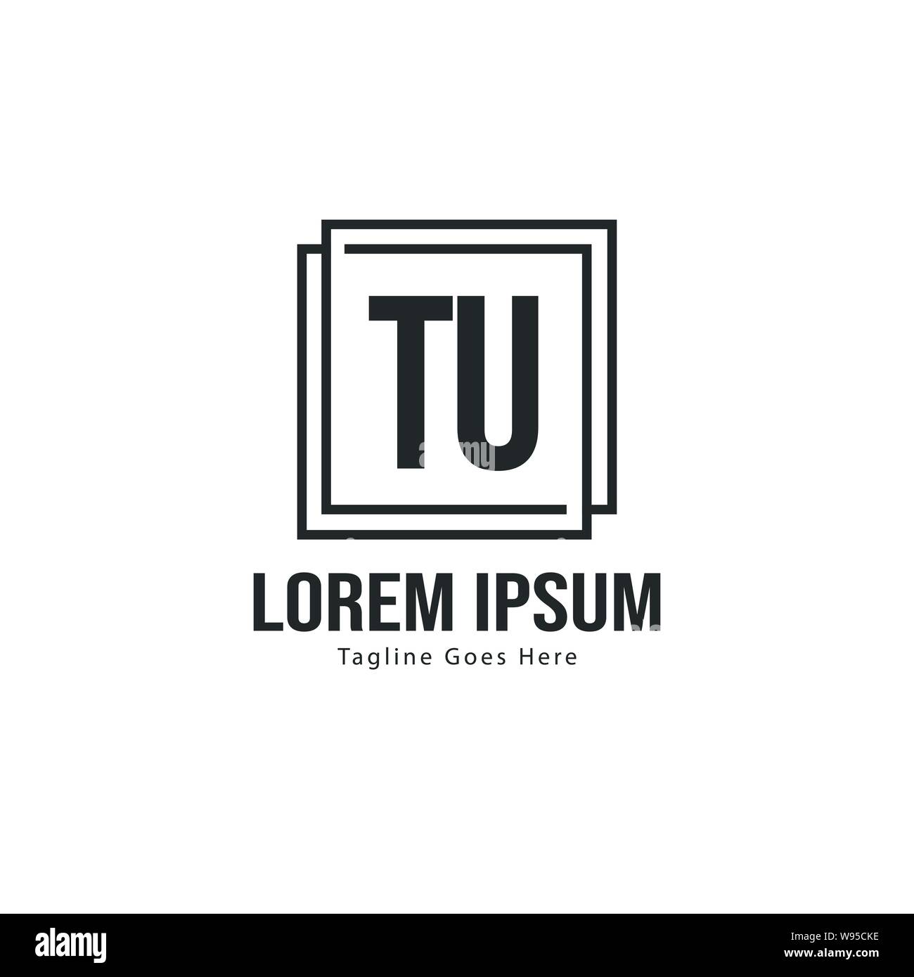 Initial TU logo template with modern frame. Minimalist TU letter logo ...