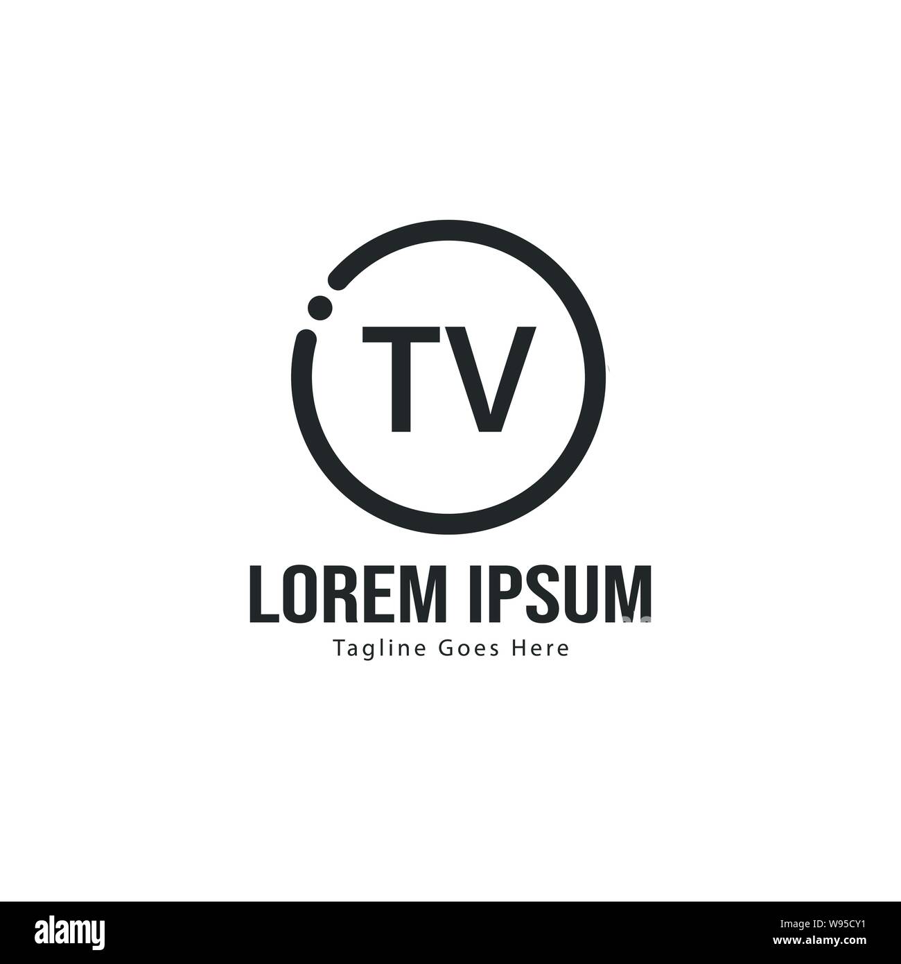 Initial TV logo template with modern frame. Minimalist TV letter logo ...