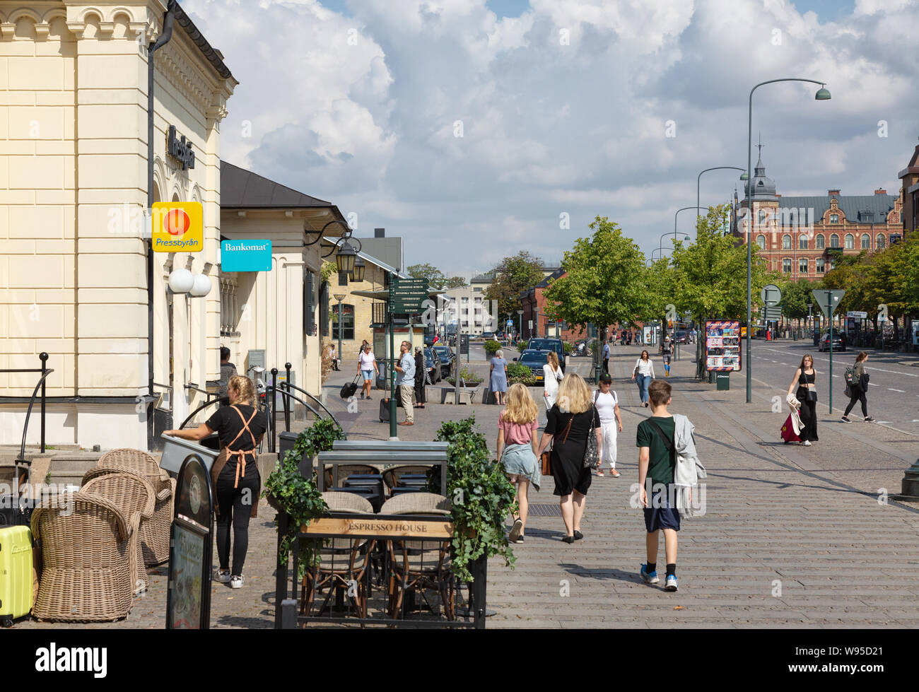 Lund Sweden; Street scene in the city centre, Lund, Sweden, Scandinavia ...