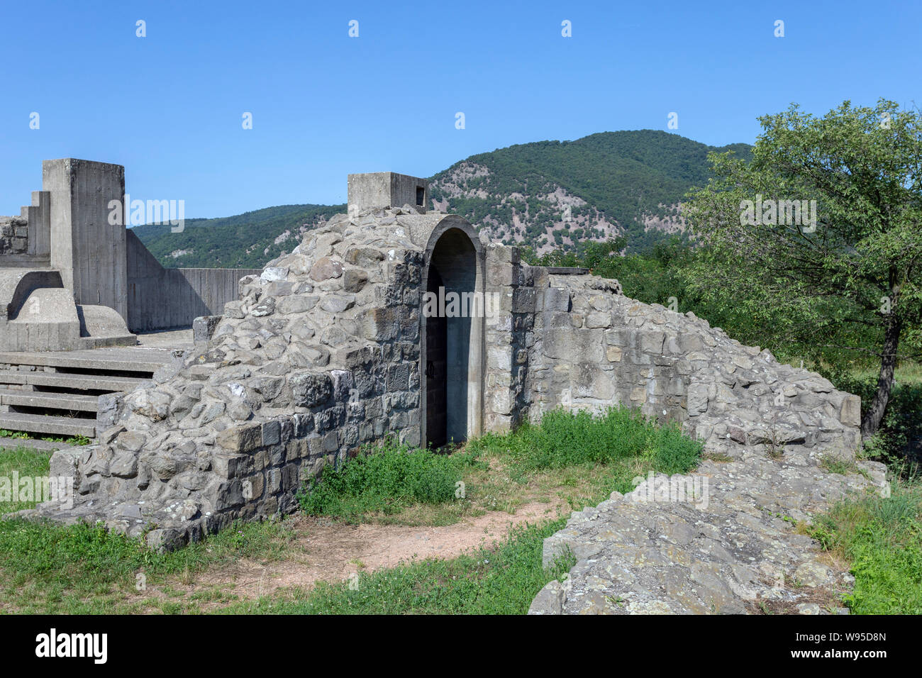 Ruins of the Domos monastery church at the Danube bend in Hungary Stock ...