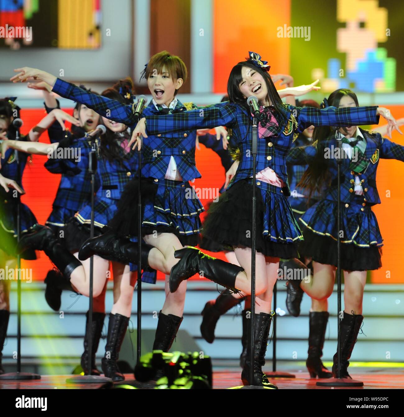 Members of Japanese girl group AKB48 perform during the 11th CCTV-MTV ...