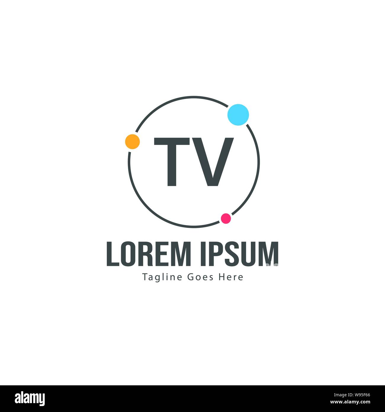 Initial TV logo template with modern frame. Minimalist TV letter logo ...