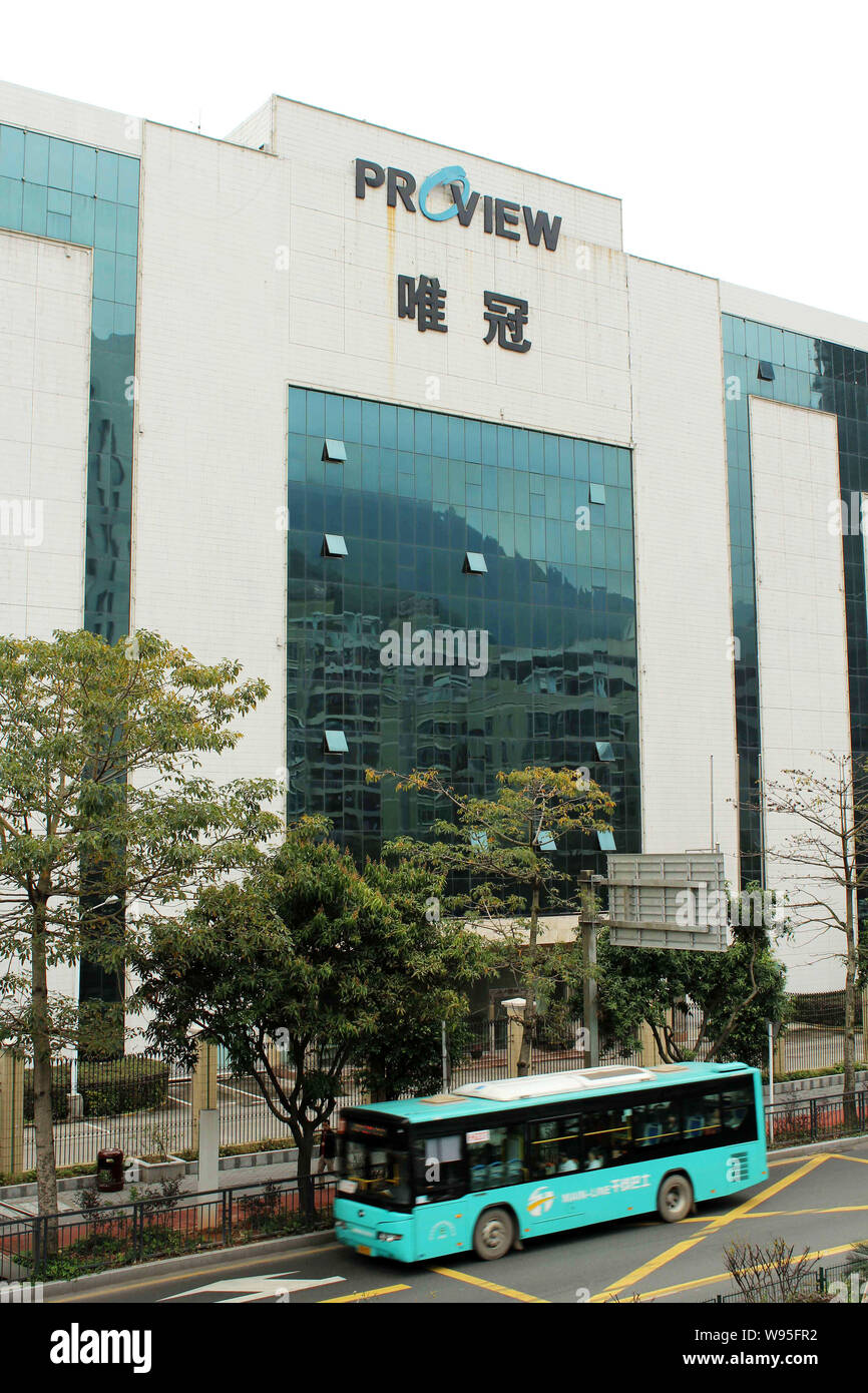 --File--A bus passes by the headquarters of Proview Technology in ...