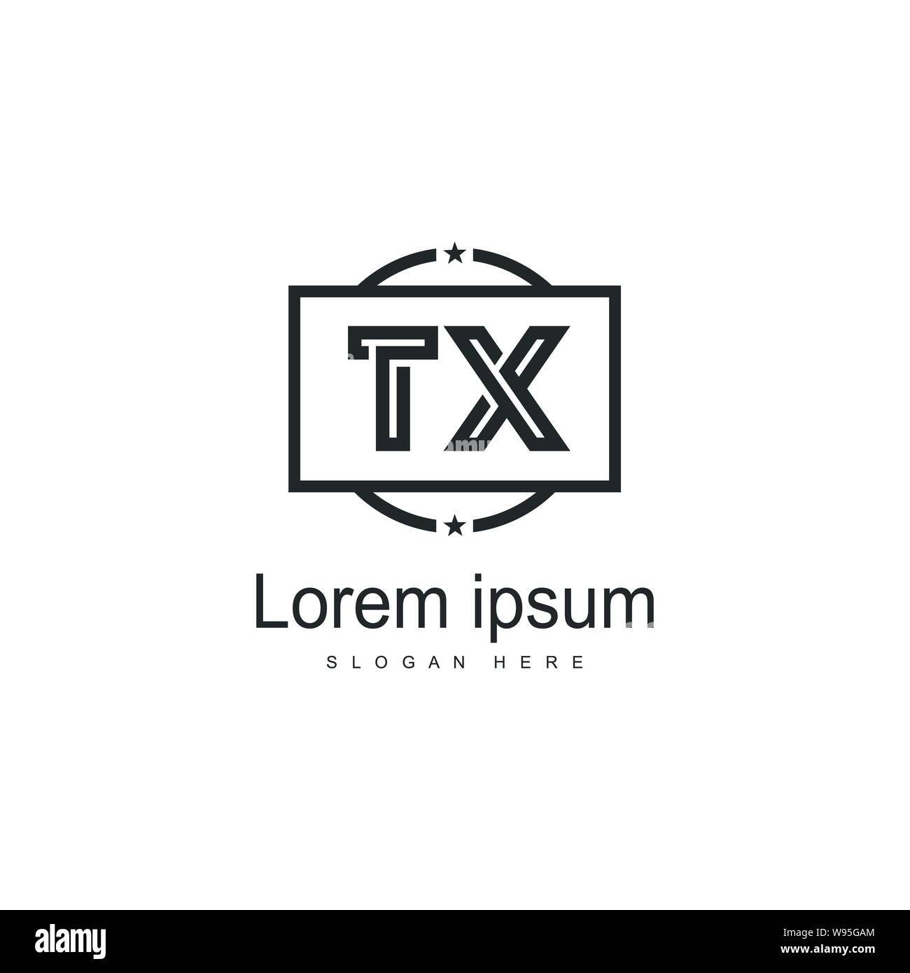 Initial TX logo template with modern frame. Minimalist TX letter logo ...