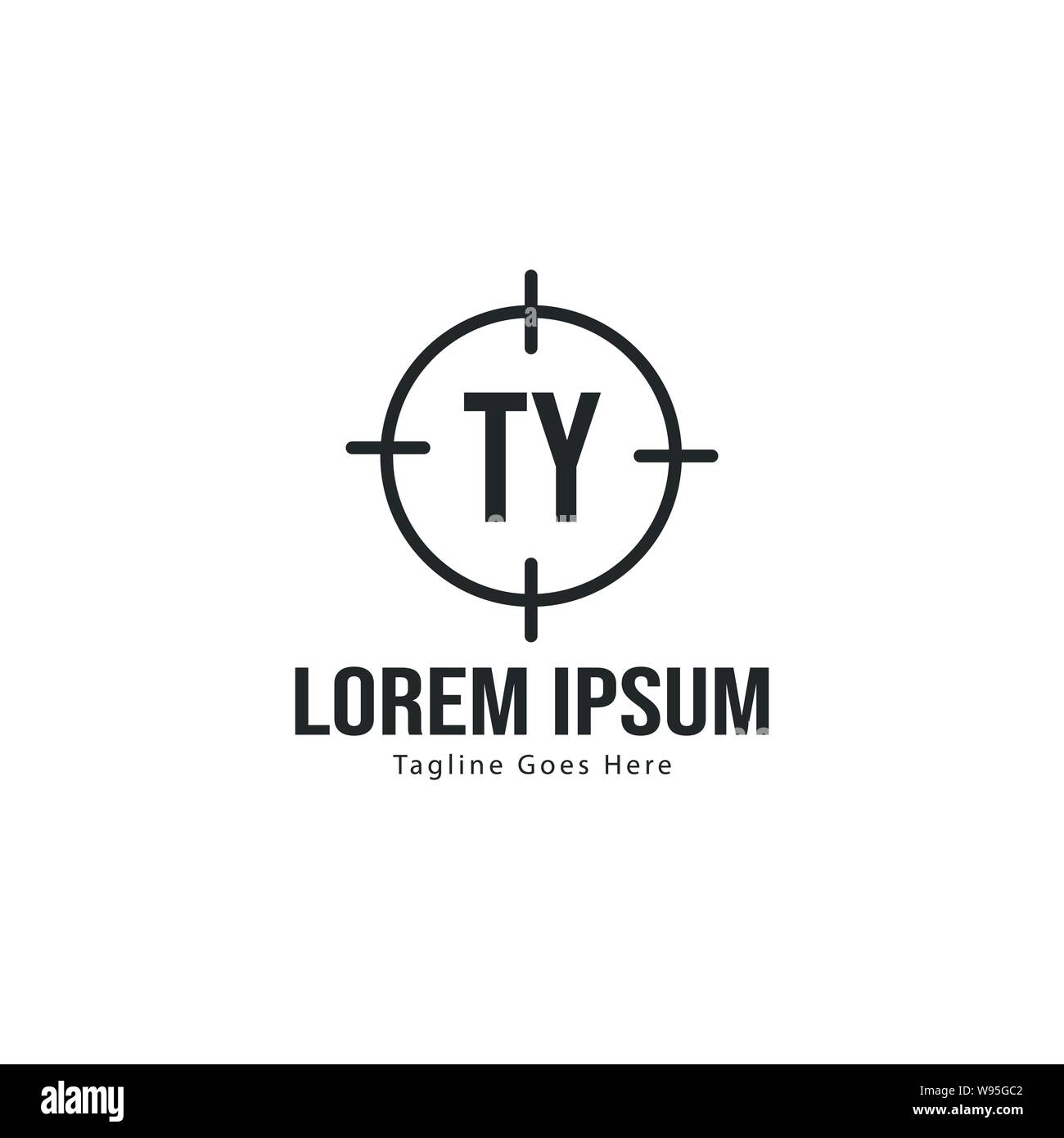 Initial TY logo template with modern frame. Minimalist TY letter logo ...