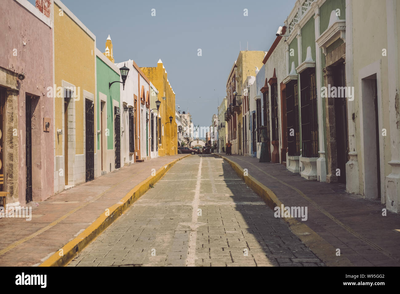 colorful street during day in mexico - front view Stock Photo - Alamy