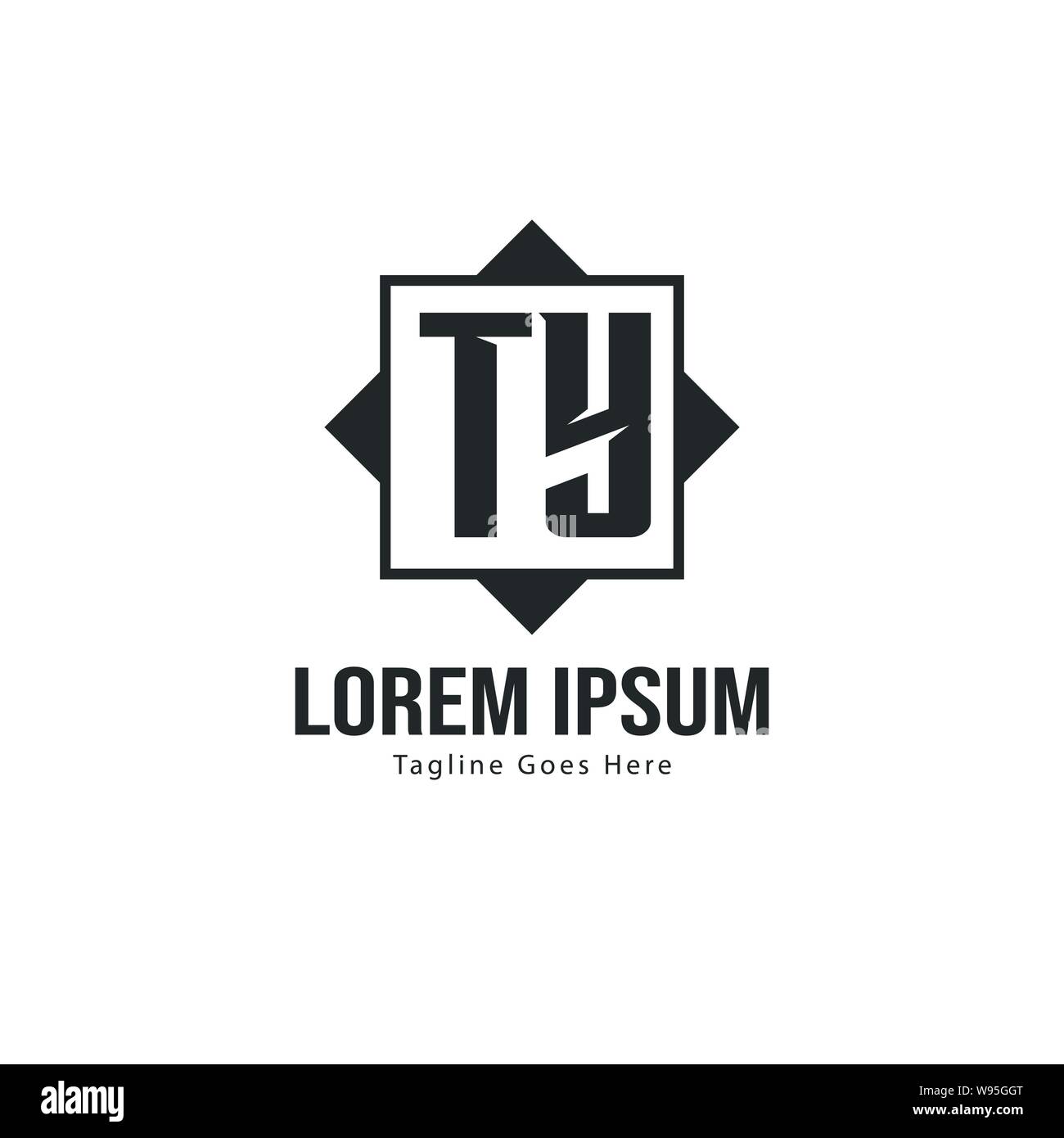 Initial TY logo template with modern frame. Minimalist TY letter logo ...