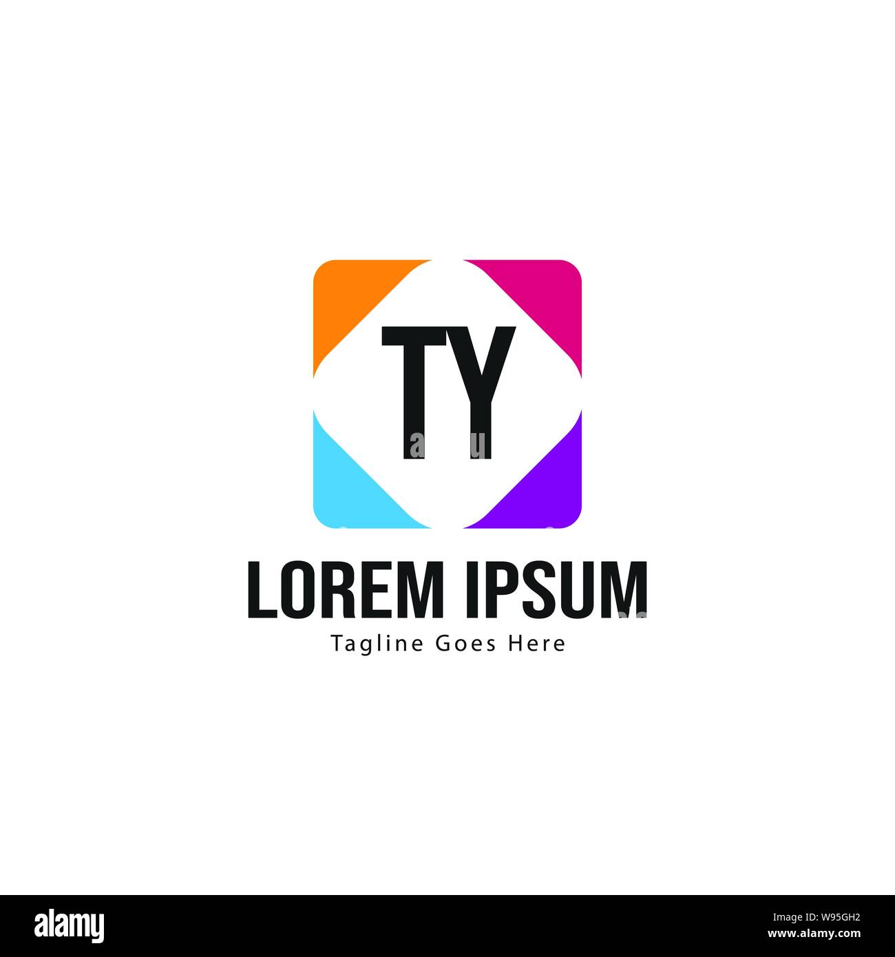 Initial TY logo template with modern frame. Minimalist TY letter logo ...