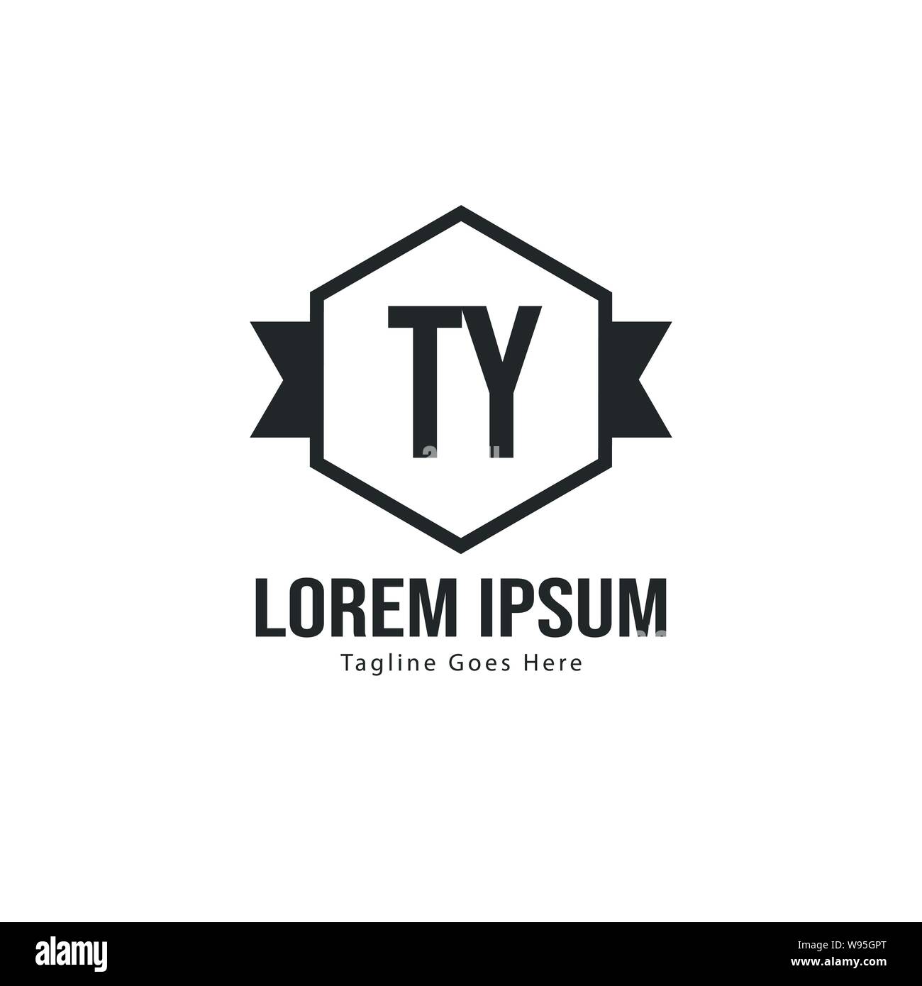 Initial TY logo template with modern frame. Minimalist TY letter logo ...