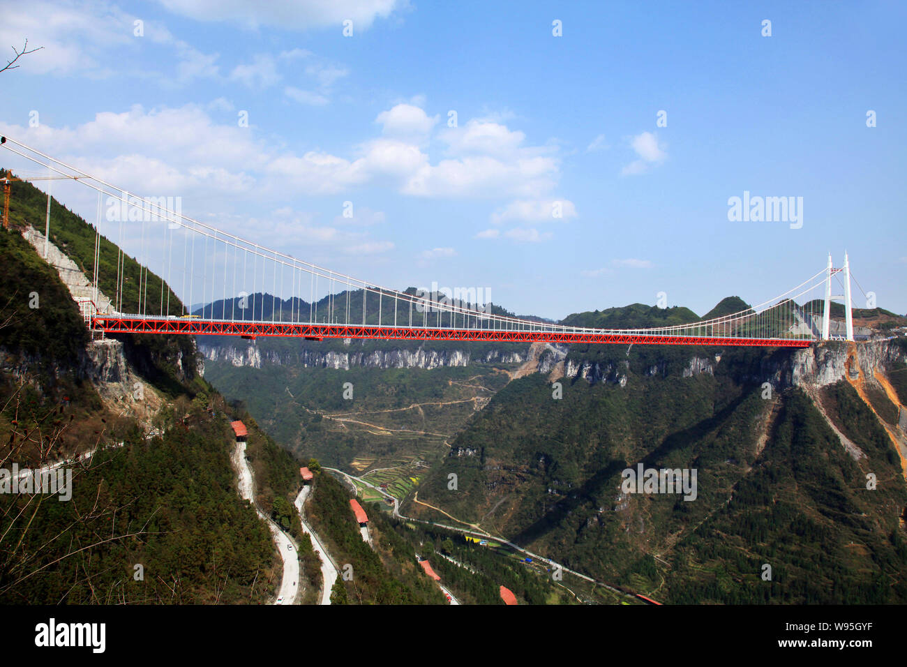 View of Aizhai Suspension Bridge in Aizhai town, Jishou city, central ...