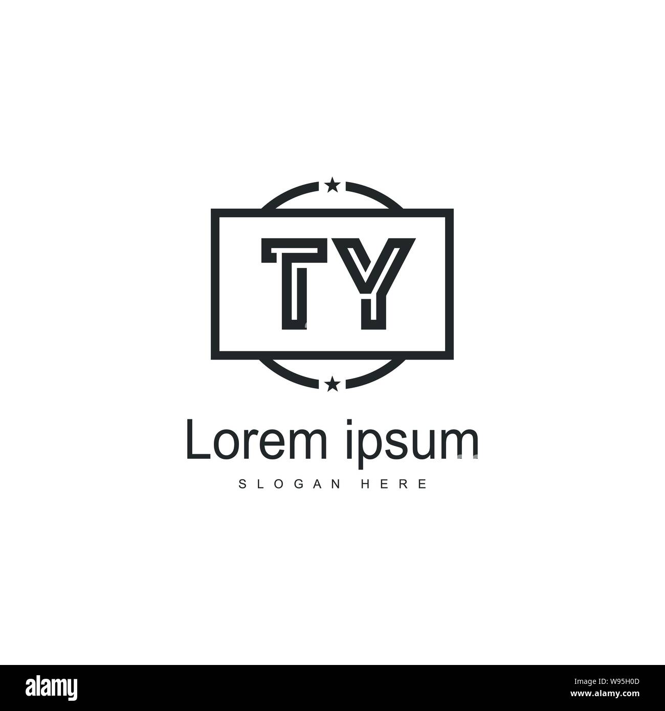 Initial TY logo template with modern frame. Minimalist TY letter logo ...