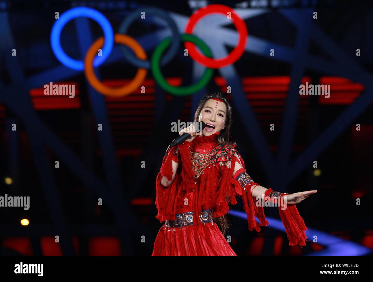 Chinese singer Sa Dingding performs during a gala celebrating the ...