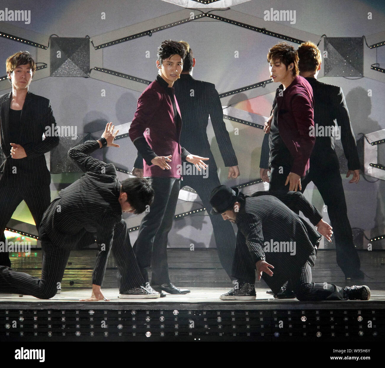 Korean pop band TVXQ performs during the SM TOWN Live 12 World Tour ...