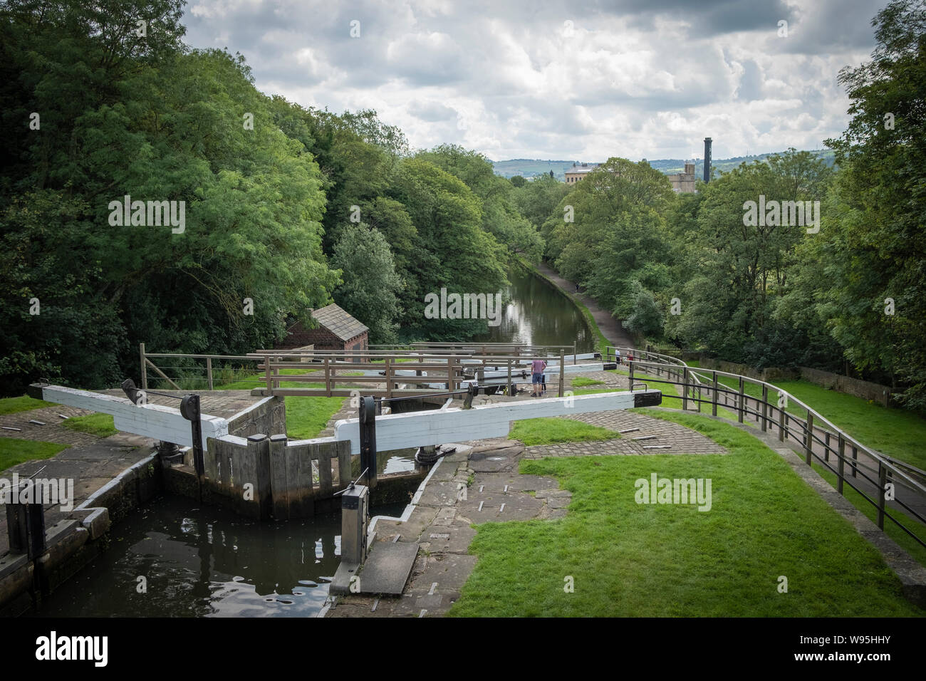 The Five Rise Locks on the Leeds and Liverpool Canal, Bingley, near ...