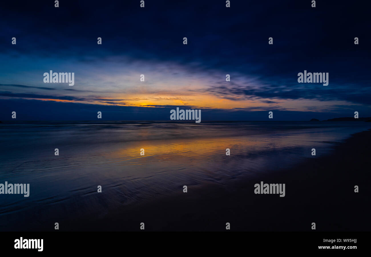 Perranporth Beach In Cornwall UK During Sunset Stock Photo - Alamy