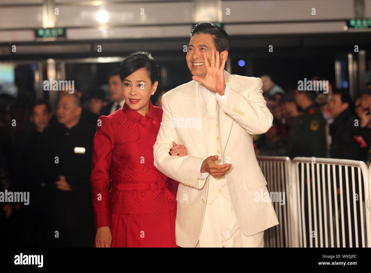 Hong Kong Actor Chow Yun Fat Right And His Wife Jasmine Tan Arrive For The Premiere Of The