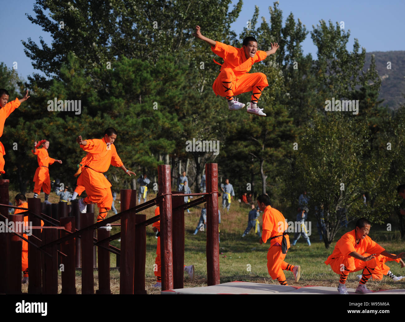 Shaolin monks perform at a welcome ceremony of the 9th Zhengzhou ...