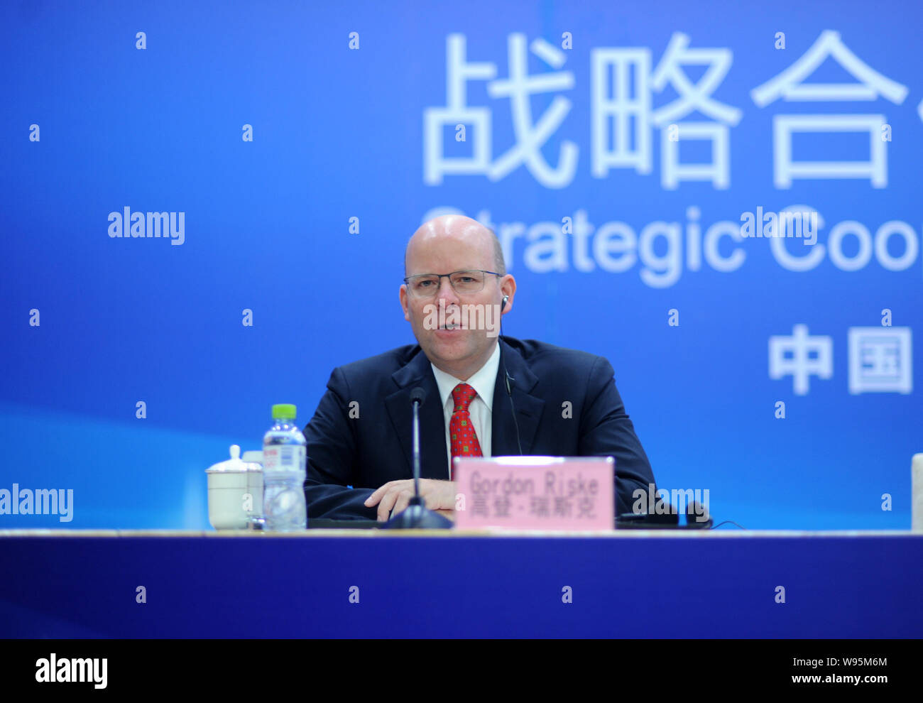 Gordon Riske, CEO of KION Group, speaks at a press conference for the ...