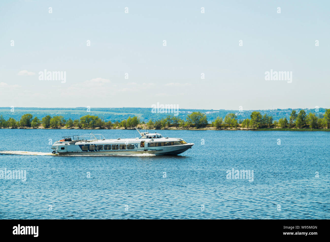 Little boat on the river Stock Photo - Alamy