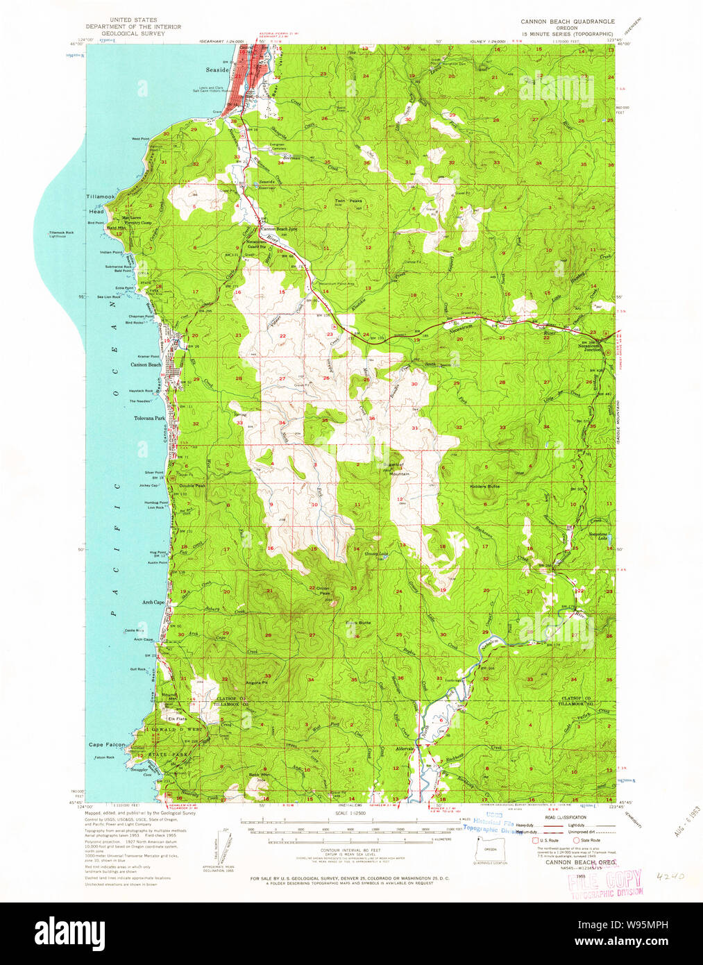 Map of cannon beach oregon Cut Out Stock Images & Pictures - Alamy