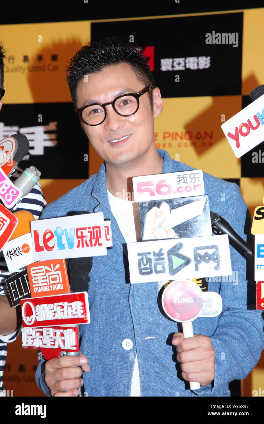 Hong Kong actor Shawn Yue is interviewed during the premiere for his ...