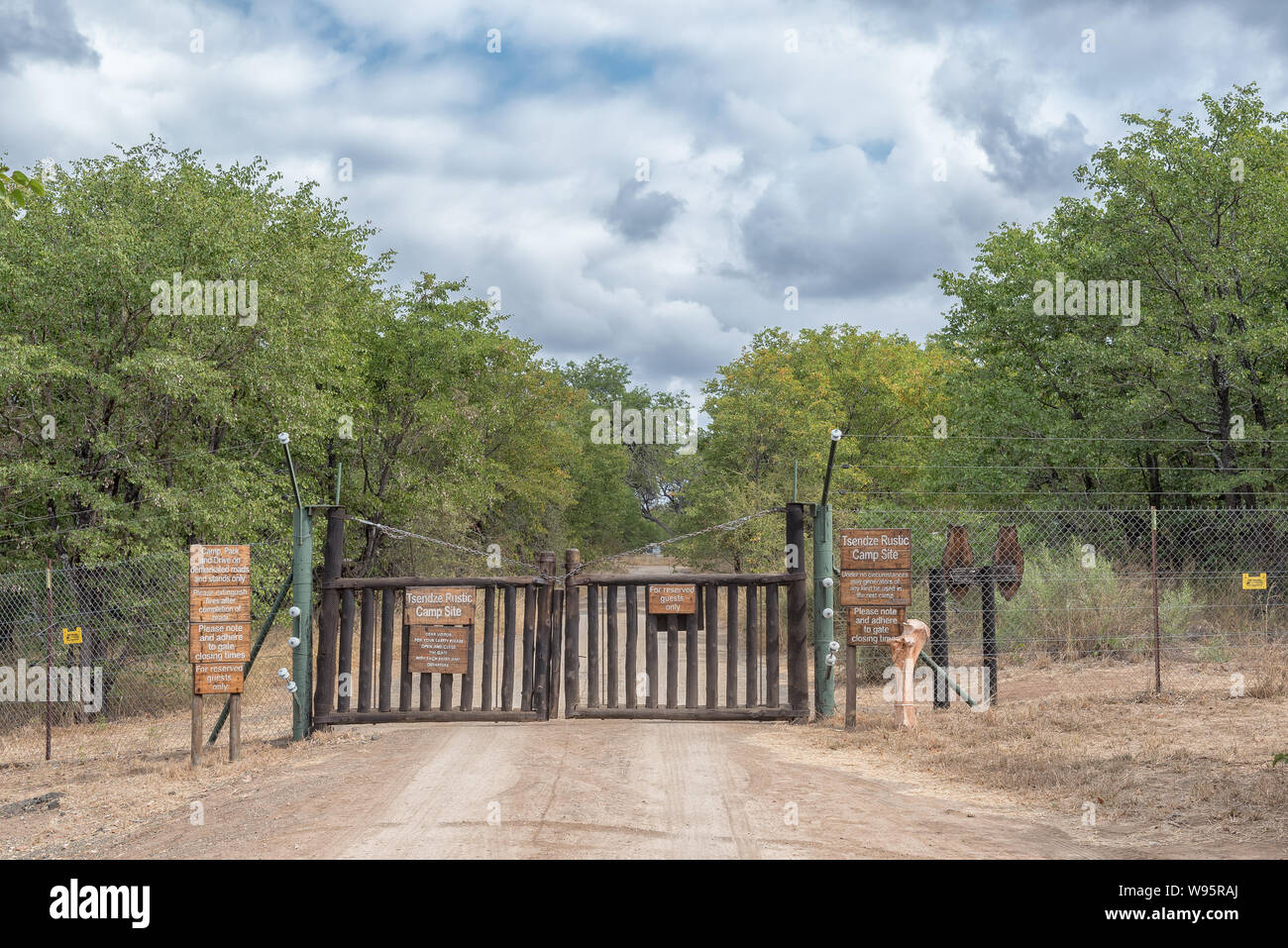KRUGER NATIONAL PARK, SOUTH AFRICA - MAY 11, 2019: The entrance gate to ...