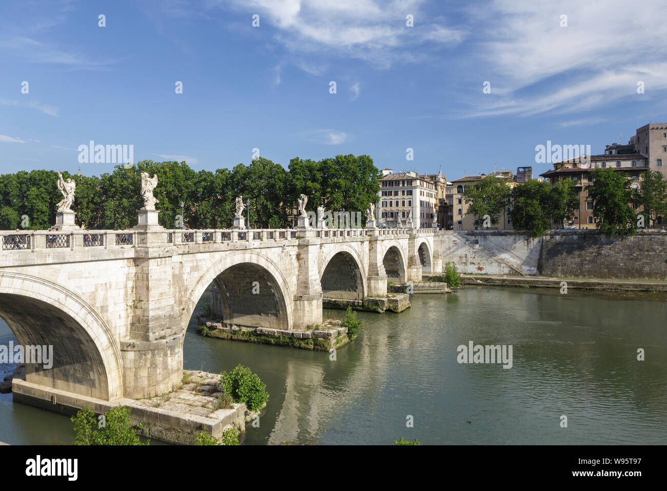 Ponte Sant'Angelo across the river Tiber. The bridge was built in AD ...