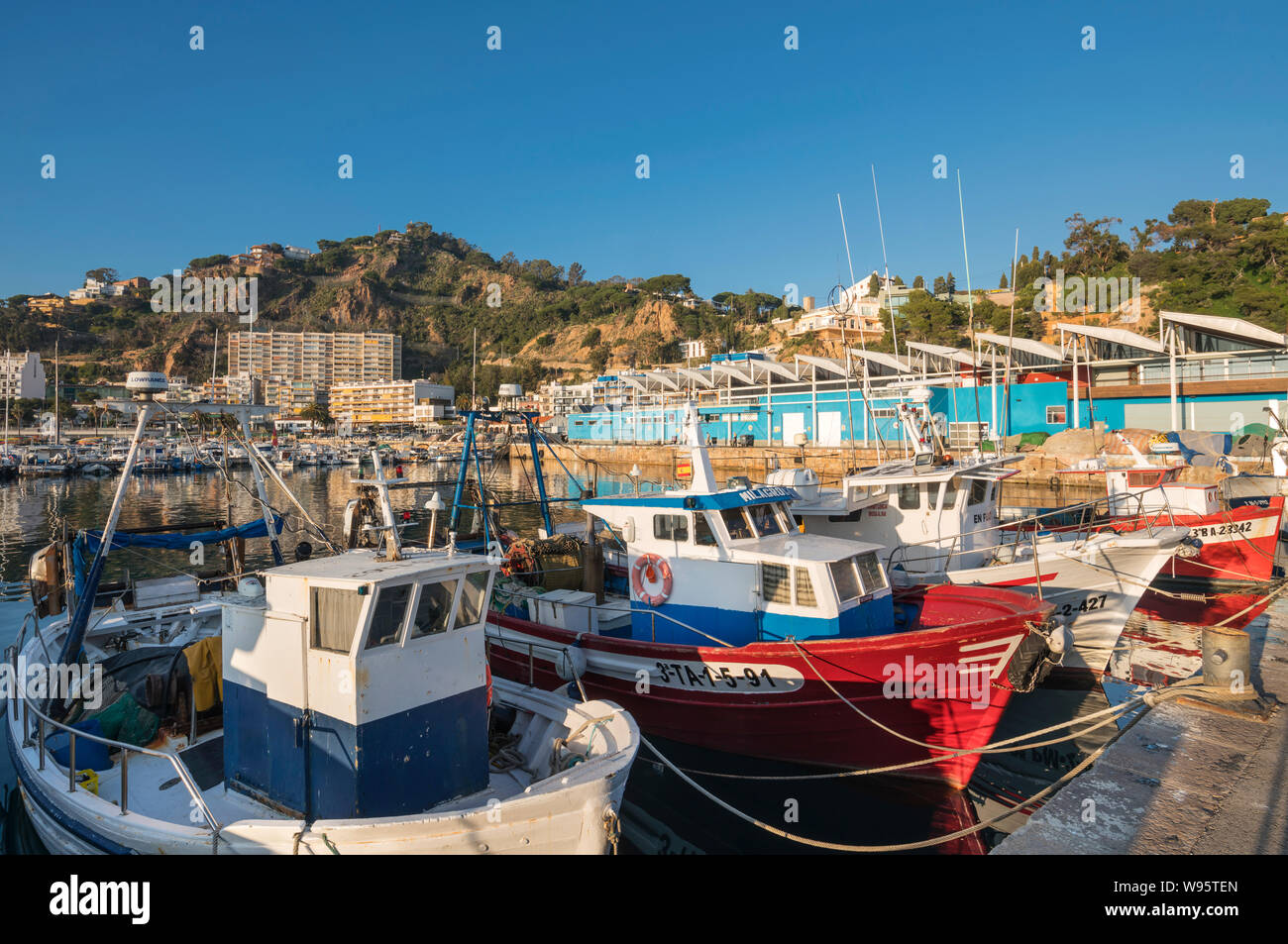 COMMERCIAL FISHING BOATS PORT OF BLANES COSTA BRAVA GERONA CATALONIA ...