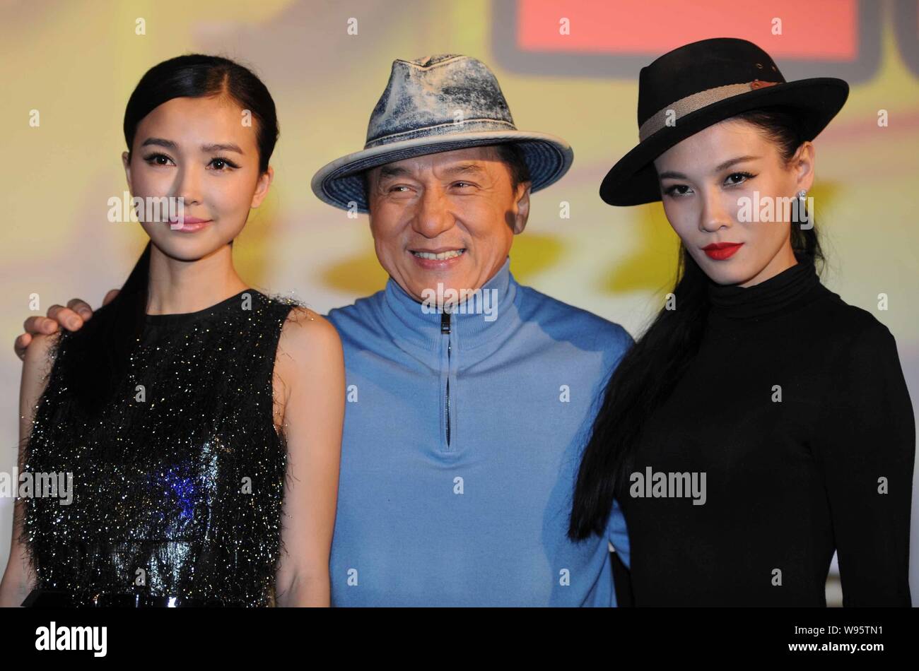 Hong Kong super movie star Jackie Chan (center) poses with Chinese ...