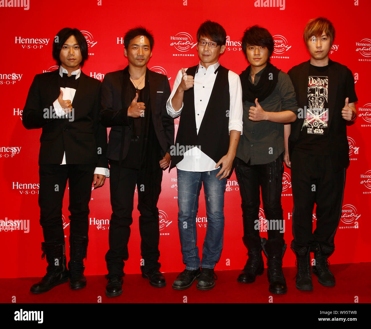 Members of Taiwanese rock band Mayday pose prior to the Hennessy ...