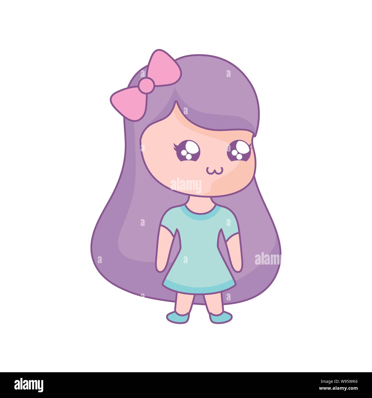 cute little girl kawaii style vector illustration design Stock Vector ...