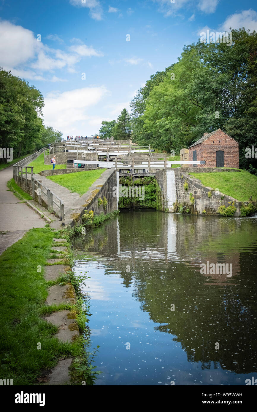 The Five Rise Locks on the Leeds and Liverpool Canal, Bingley, near ...