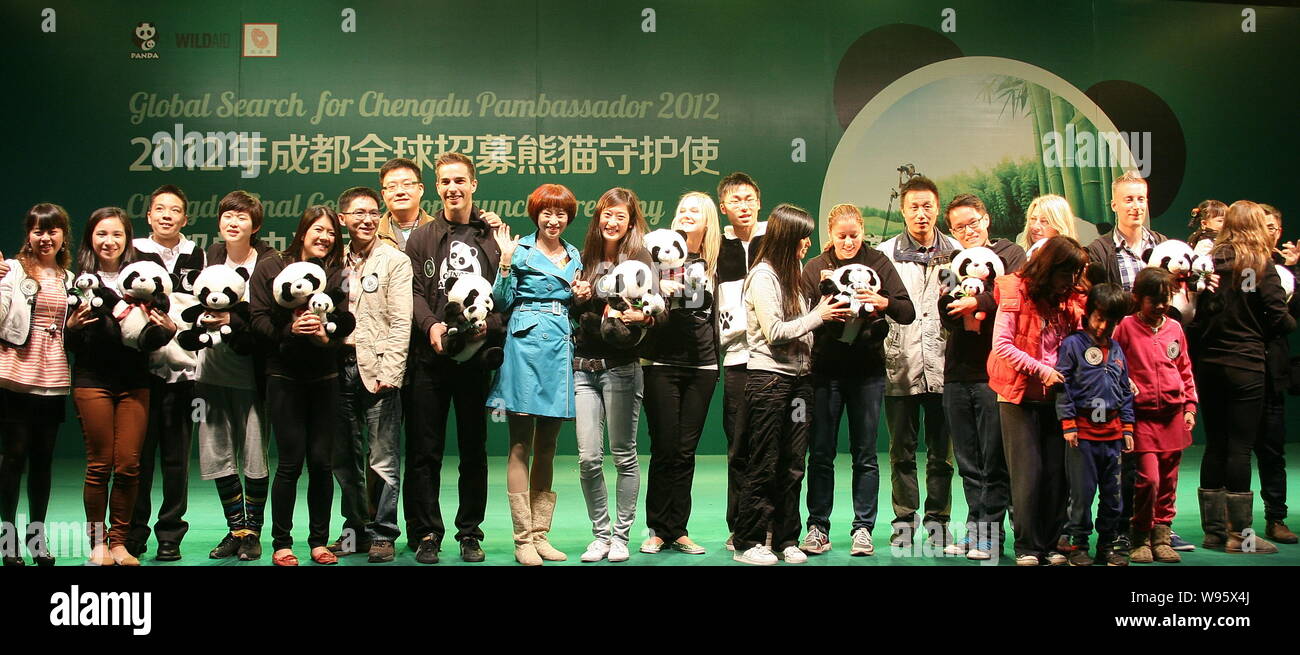 Finalists pose with representatives from panda ambassador reception ...