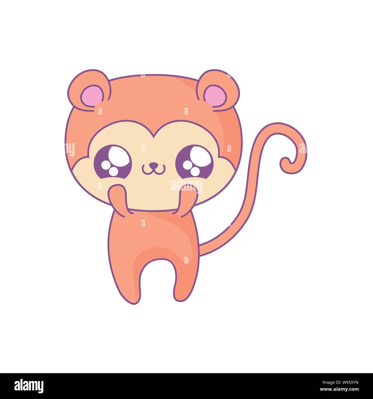 cute monkey baby animal kawaii style vector illustration design Stock ...