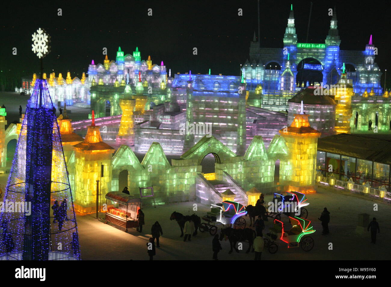 Colourful ice buildings are pictured during the 14th Ice and Snow World ...