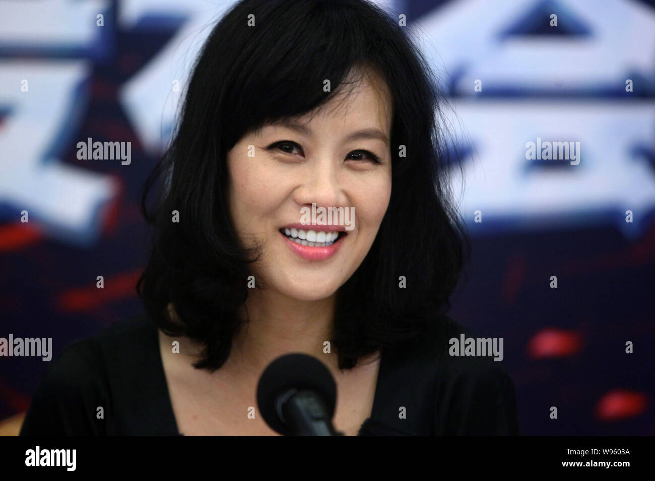 Chinese American actress Vivan Wu Junmei talks at the press conference for her new movie, To ...