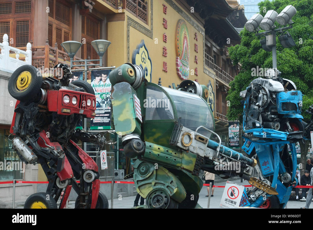 View of transformers which are made of recycled iron and steel parts ...