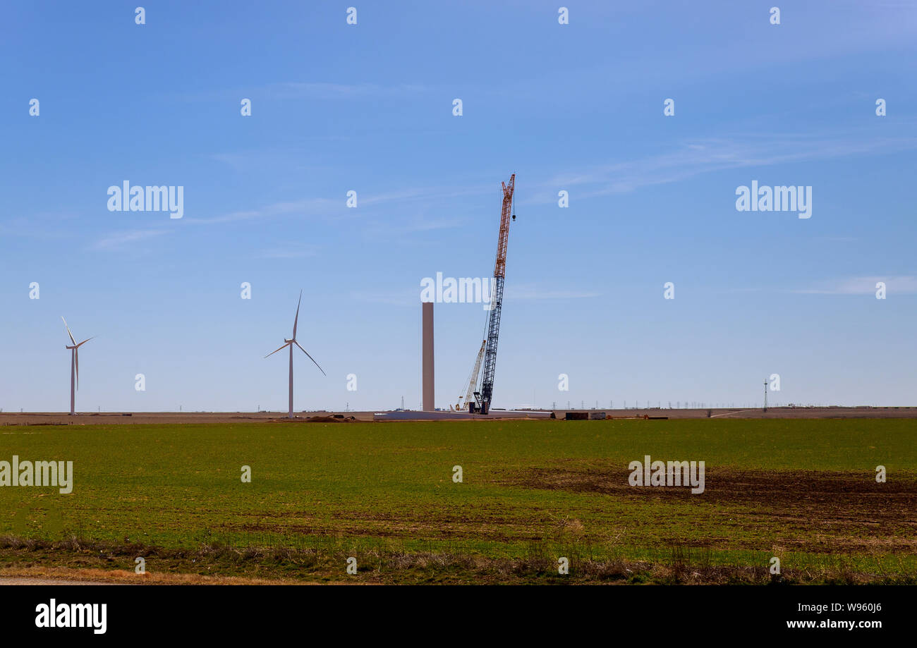 Electric wind turbine windmill a assembling turbine a close up Stock ...