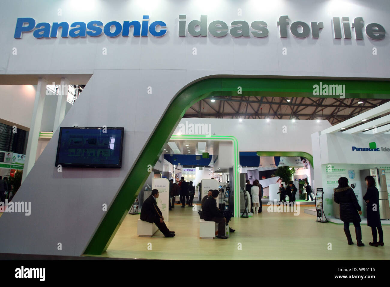 --File--Visitors are seen at the stand of Panasonic during a fair in ...