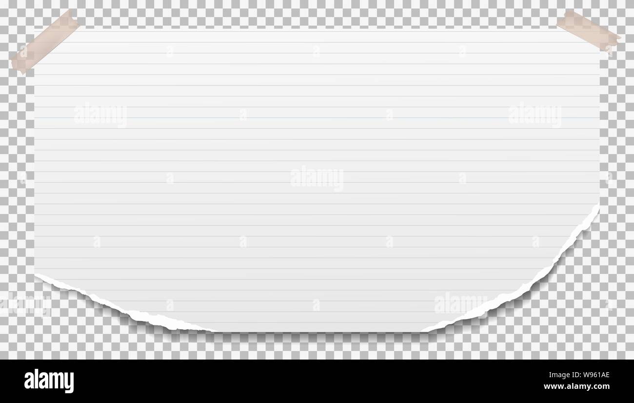 White ripped lined notebook, copybook paper sheet are on grey squared ...