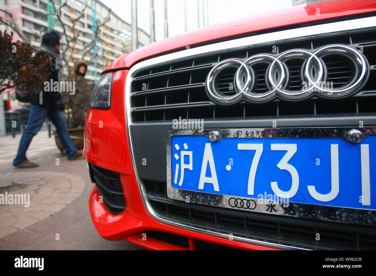 --File--An Audi car with Shanghai license plate is pictured at a street ...