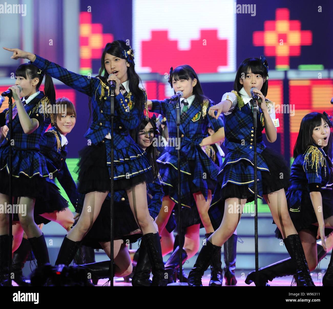 Members of Japanese girl group AKB48 perform during the 11th CCTV-MTV ...