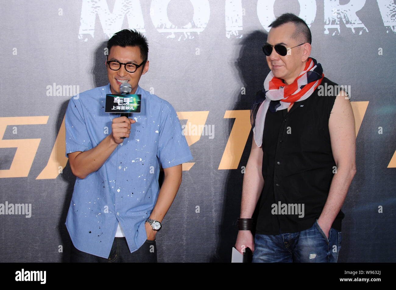 Hong Kong actor Shawn Yue and Anthony Wong speak during a press ...