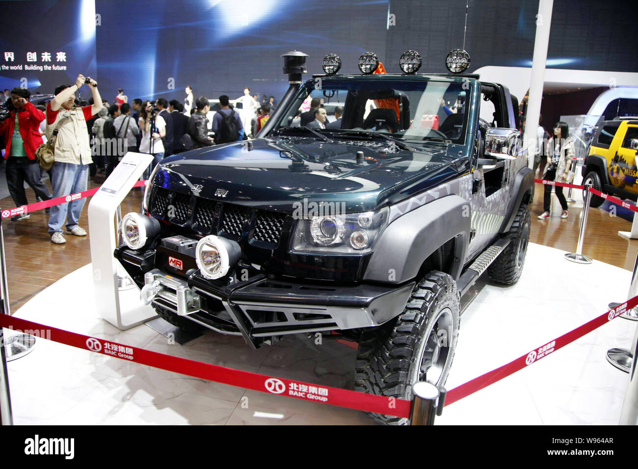 An SUV is seen on display at the stand of BAIC Group during the 12th ...