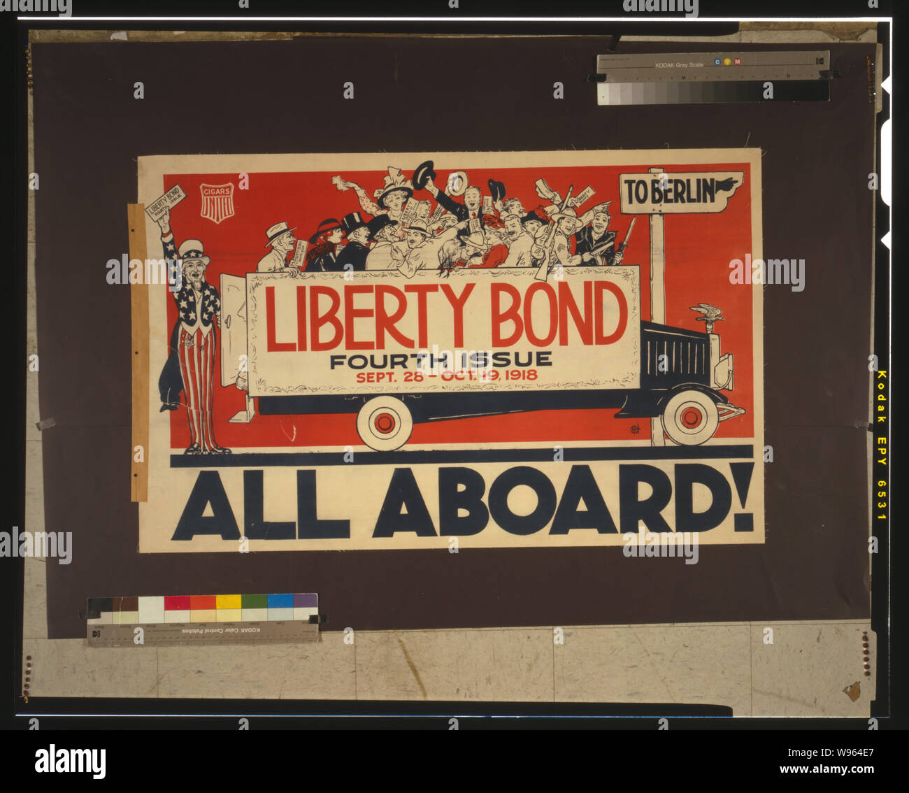 All aboard! Abstract: Poster showing Uncle Sam with a truck full of ...